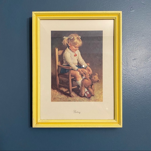 Art | Mcm James Ingwersen Betsy Girl In Rocking Chair With Teddy Bear ...